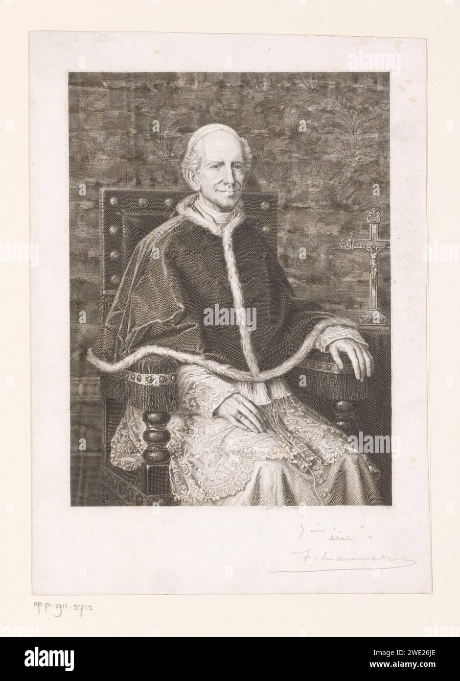 Portrait of Pope Leo XIII, Frans Lauwers, After Jozef Marie Louis ...