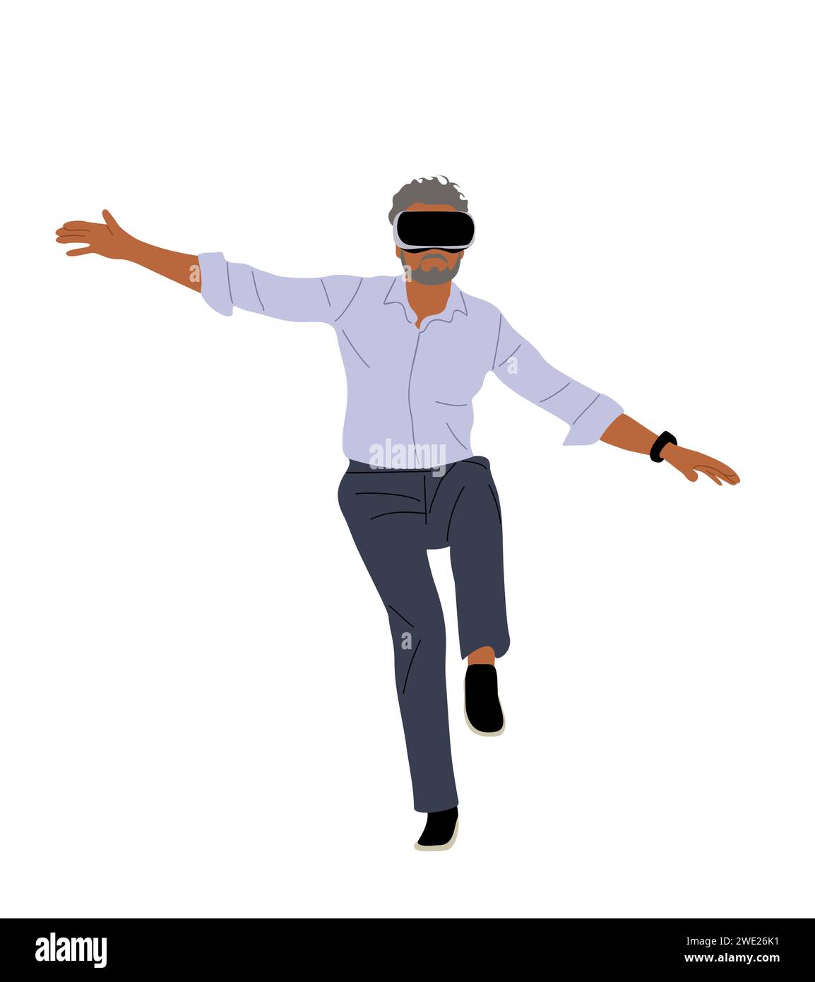 Senior businessman using vr Stock Vector Images - Alamy