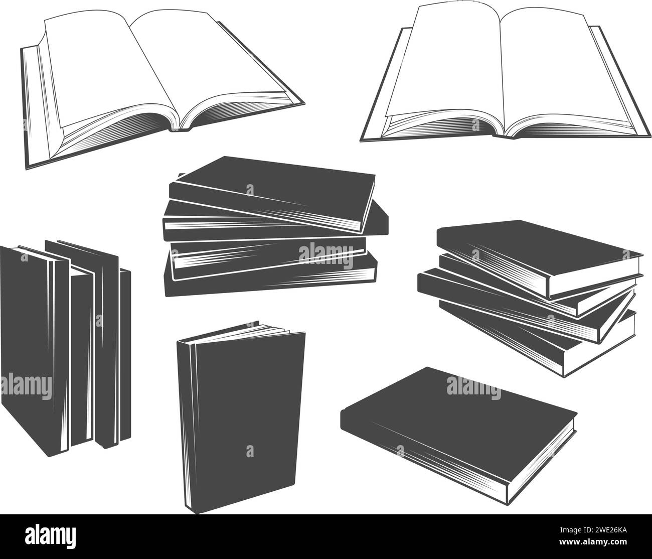 Set Of Vintage Book Illustrations And Icons Stock Vector Image And Art