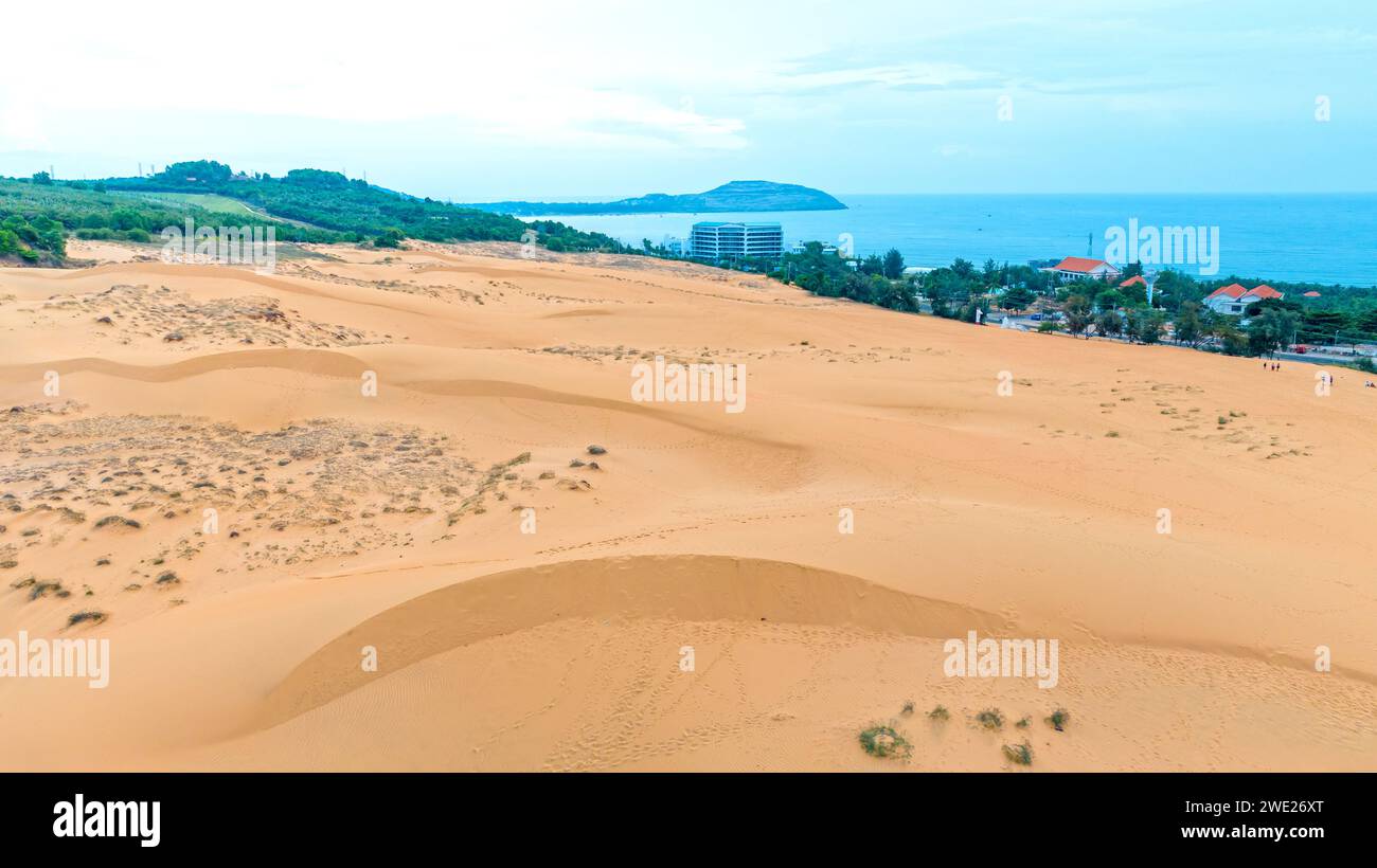 Stark geographical contrast between sand and water near Mui Ne, Vietnam ...
