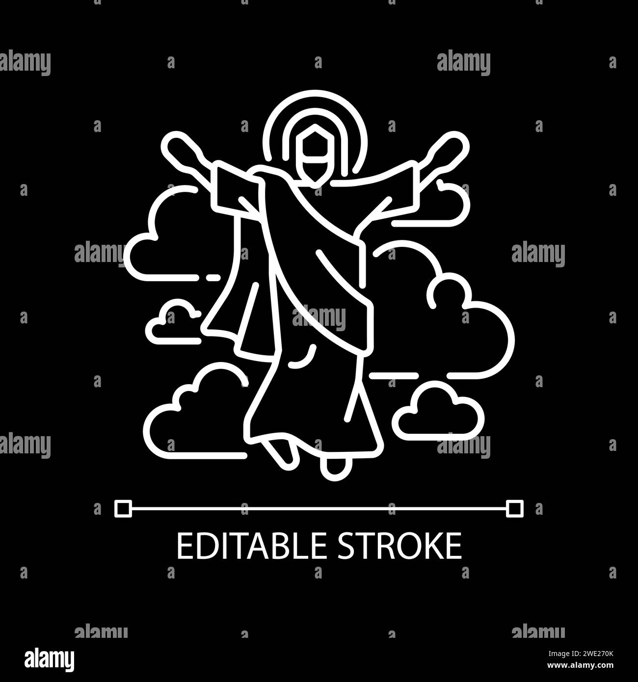 Ascension of Jesus white linear icon for dark theme Stock Vector Image ...