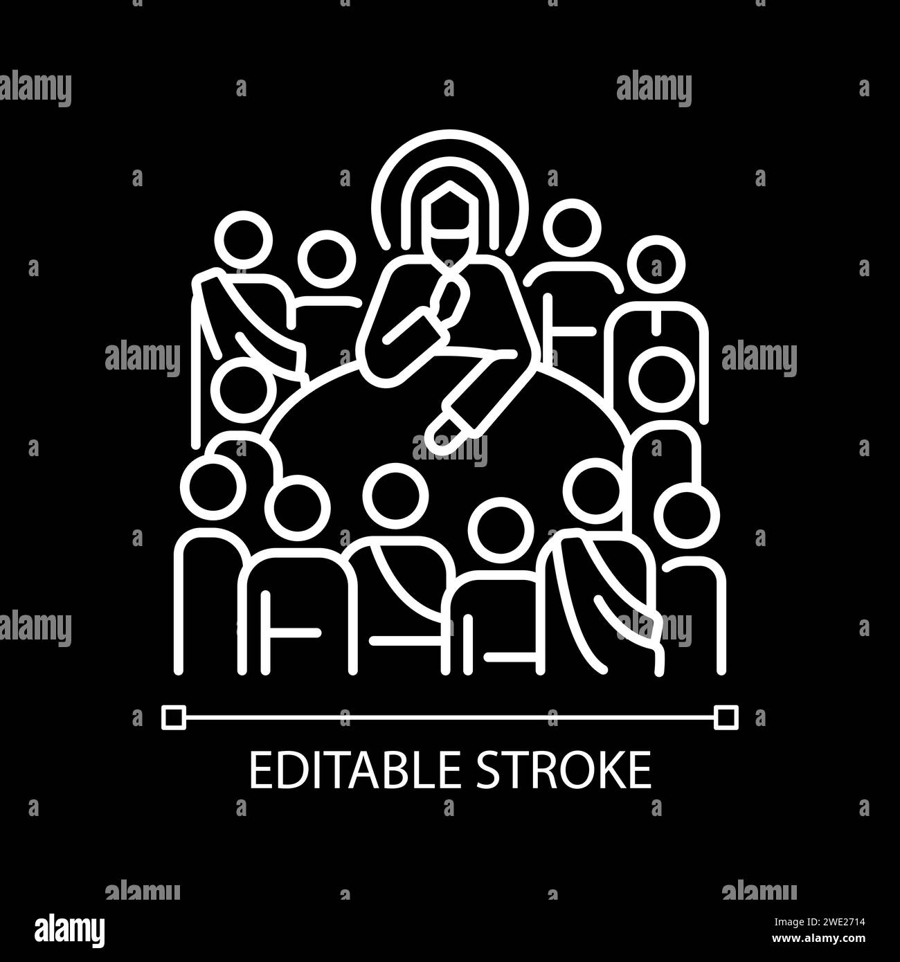 Last Supper white linear icon for dark theme Stock Vector Image & Art ...