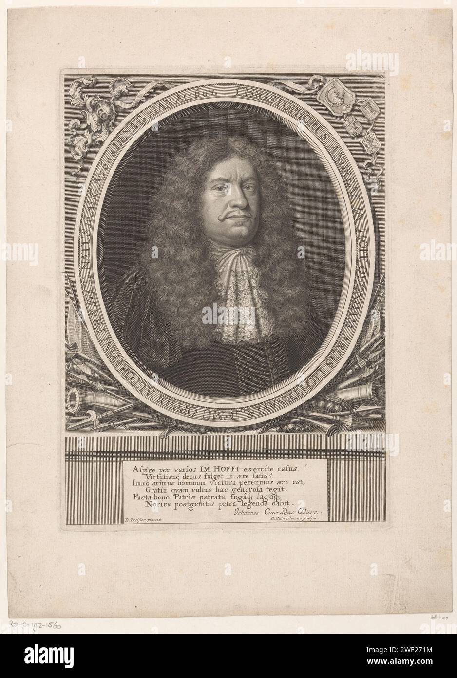 Portrait van Christoph Andreas im Hoff, Elias Hainzelmann, after Daniel ...