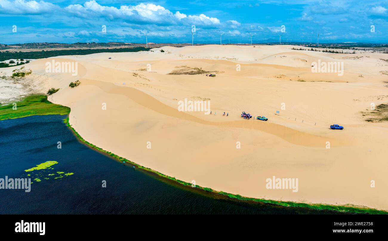 Stark geographical contrast between sand and water near Mui Ne, Vietnam ...