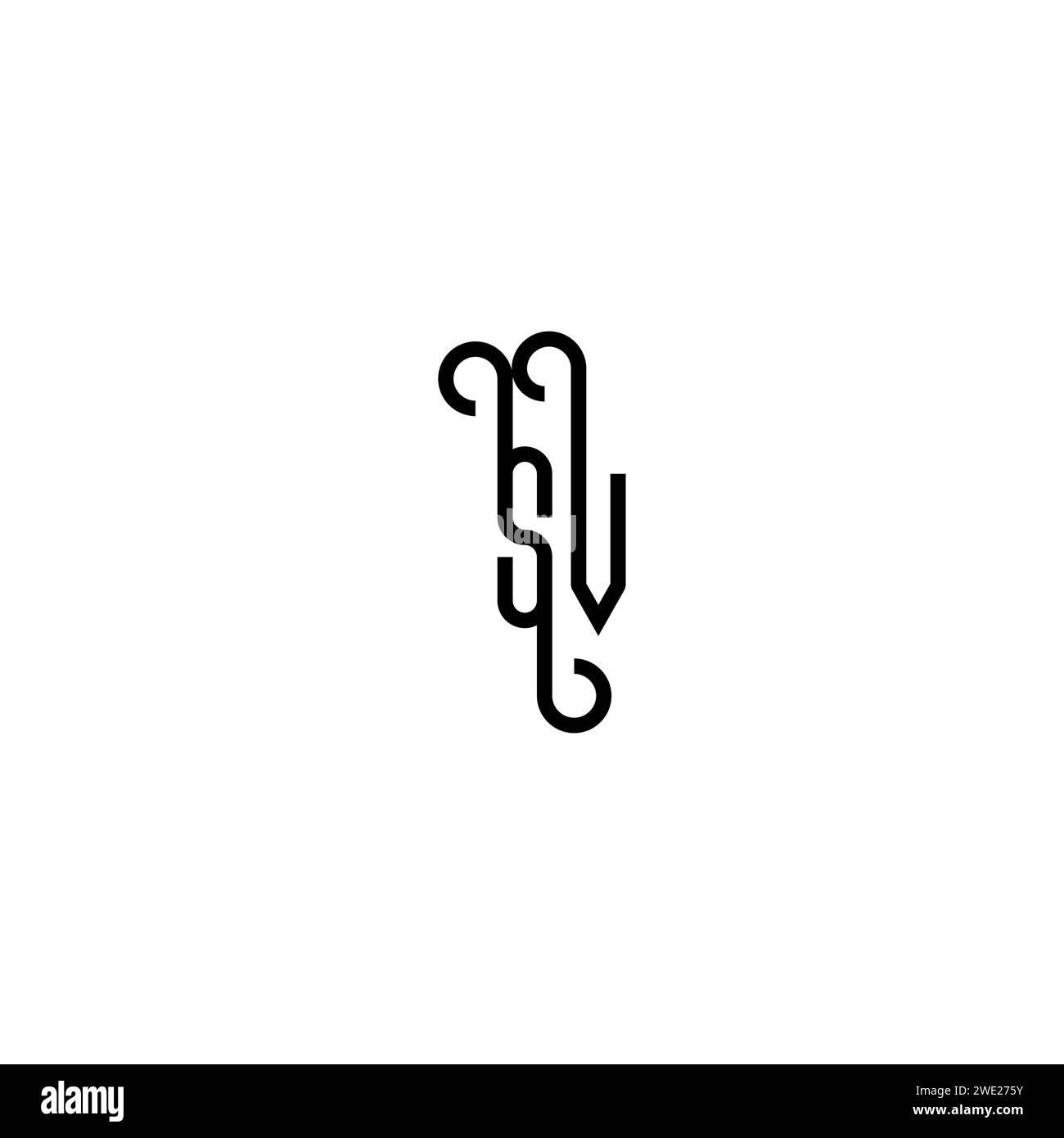SV simple curved concept initial logo design black and white background ...