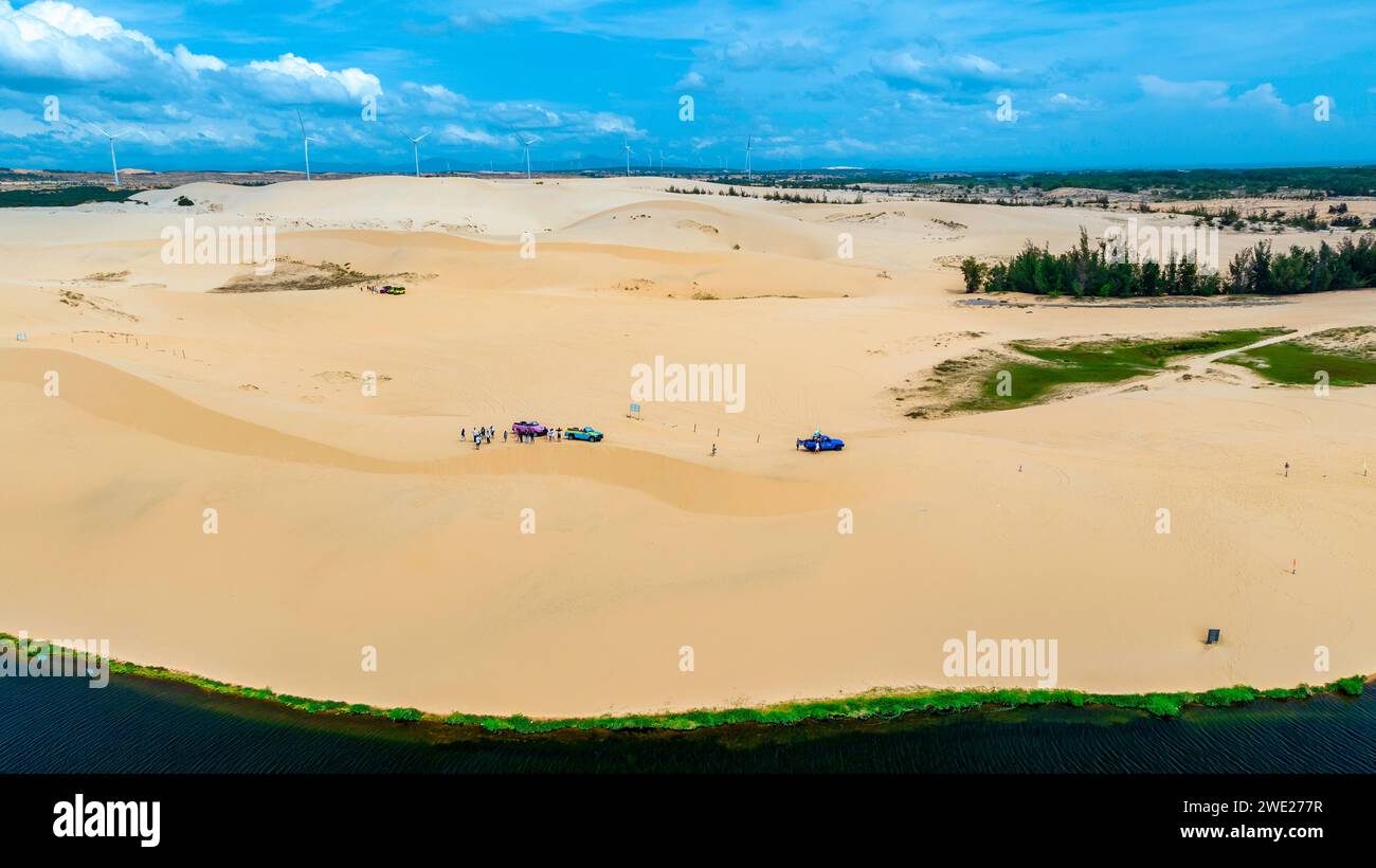 Stark geographical contrast between sand and water near Mui Ne, Vietnam ...