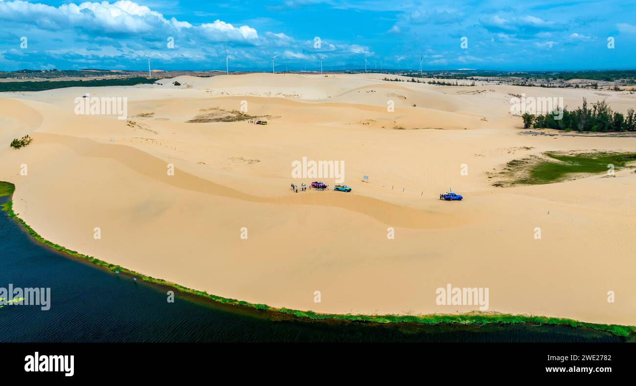 Stark geographical contrast between sand and water near Mui Ne, Vietnam ...