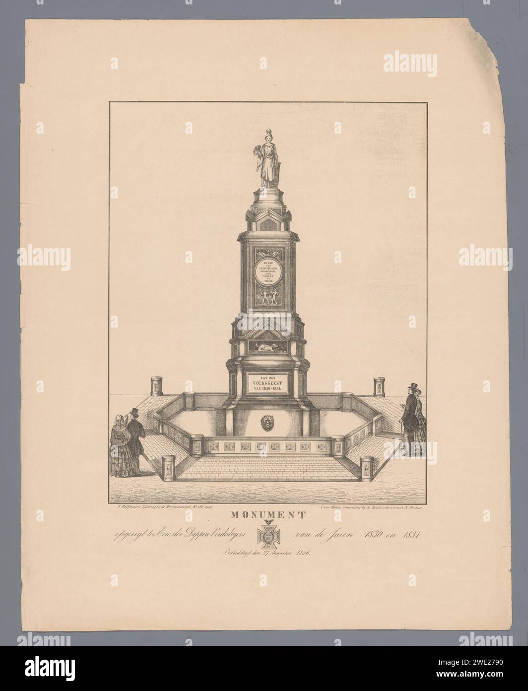 View of the Monument to the Volksgeest on Dam Square in Amsterdam ...