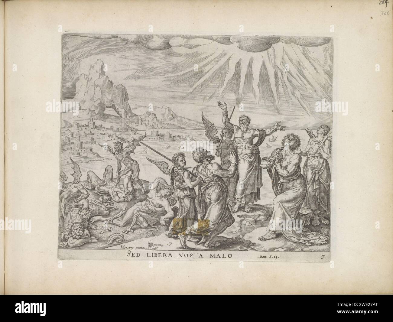 Save us from the grip of evil, 1643 print Illustration of a rule of the ...