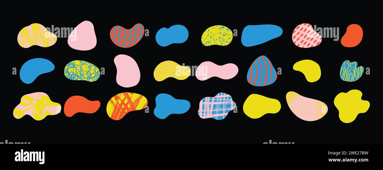 Abstract vector freeform shapes collection with grunge texture. Doodle ...