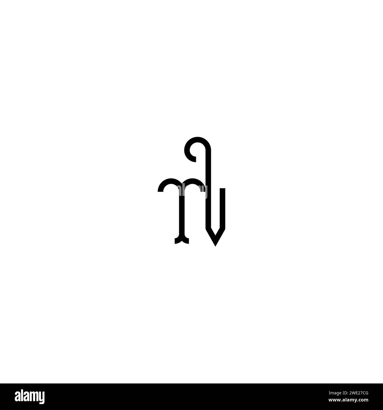 TV simple curved concept initial logo design black and white background ...