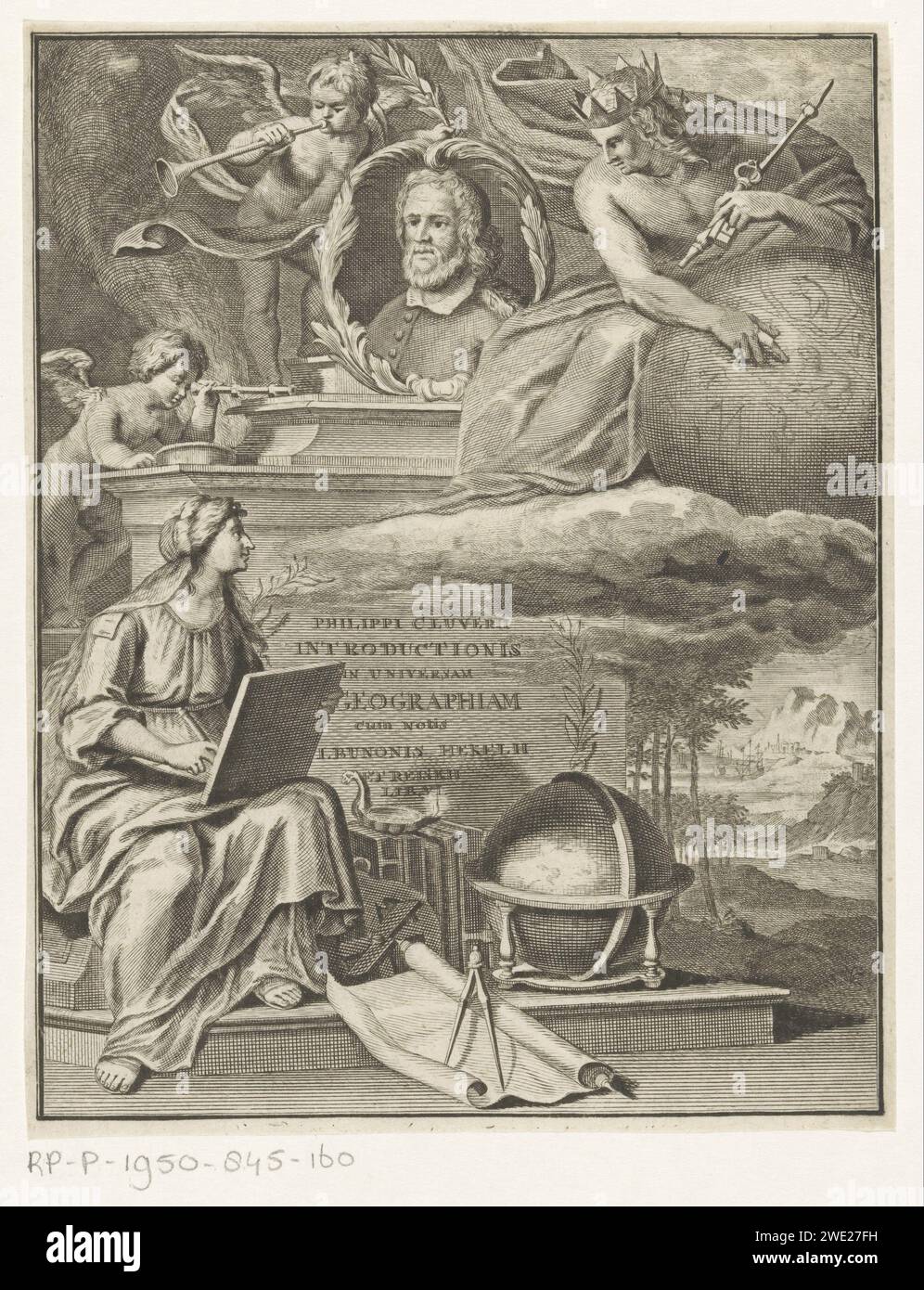 Portrait of Philipp Cluver and Writing Woman, Anonymous, 1729 print ...