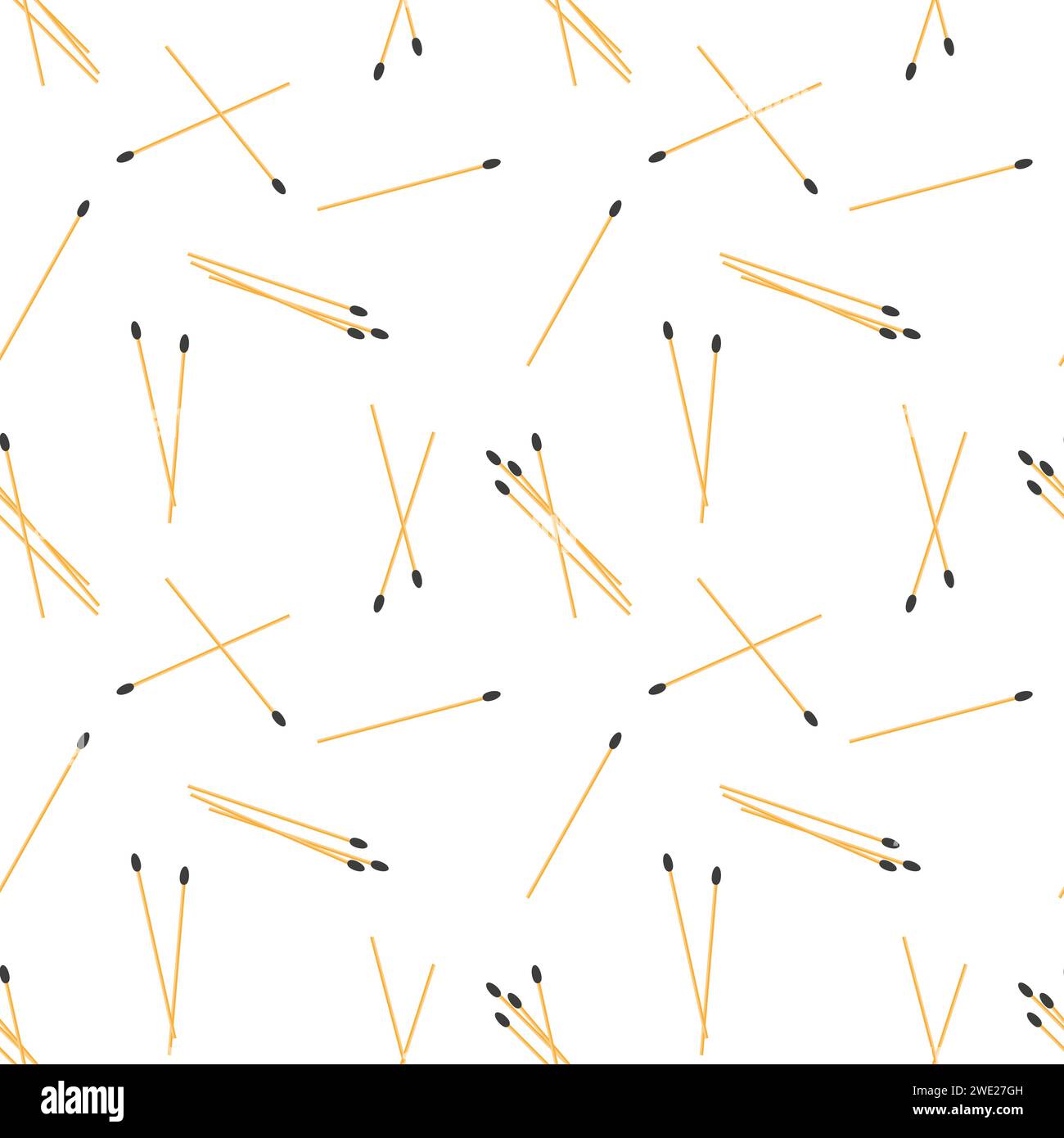 Matchstick Seamless Pattern on white background. Vector illustration ...