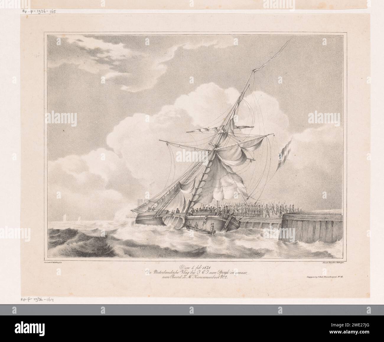 Ship of Commander van Speijk just before the explosion, Pieter le Comte ...