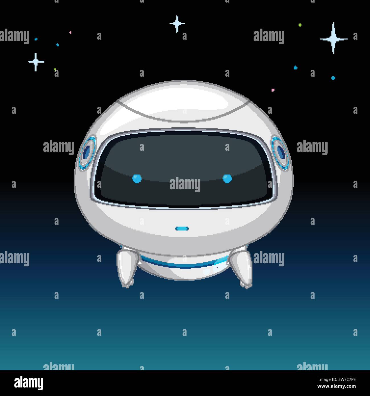 Cartoon robot hovering among twinkling stars Stock Vector Image & Art ...