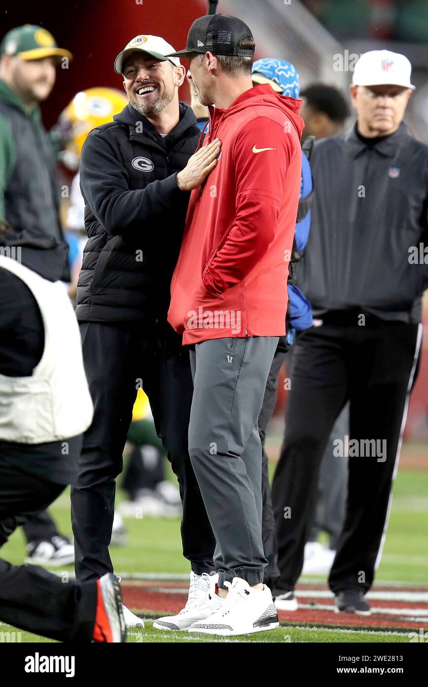 San Francisco 49ers head coach Kyle Shanahan and Green Bay Packers head ...