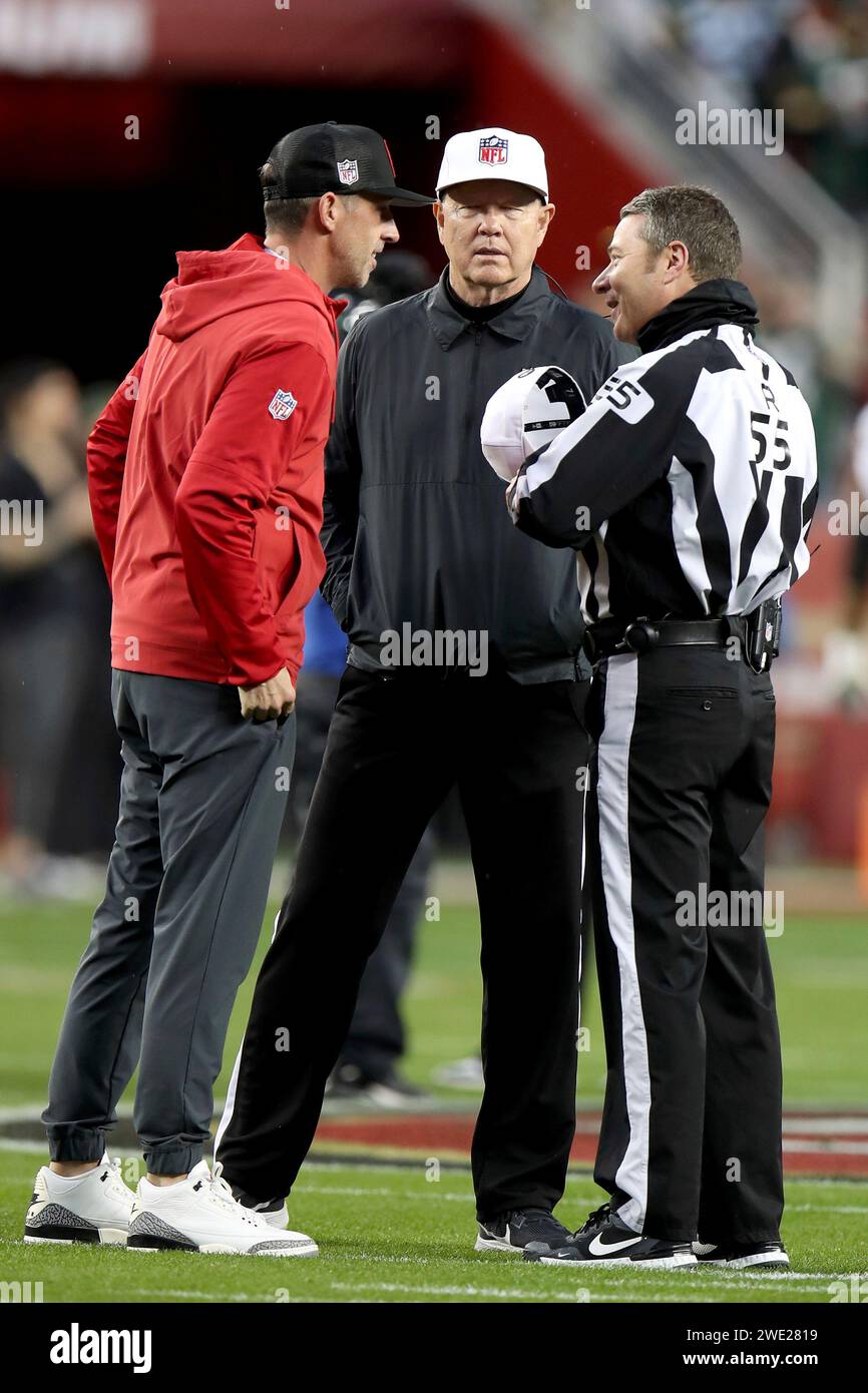 San Francisco 49ers head coach Kyle Shanahan, an unidentified official ...