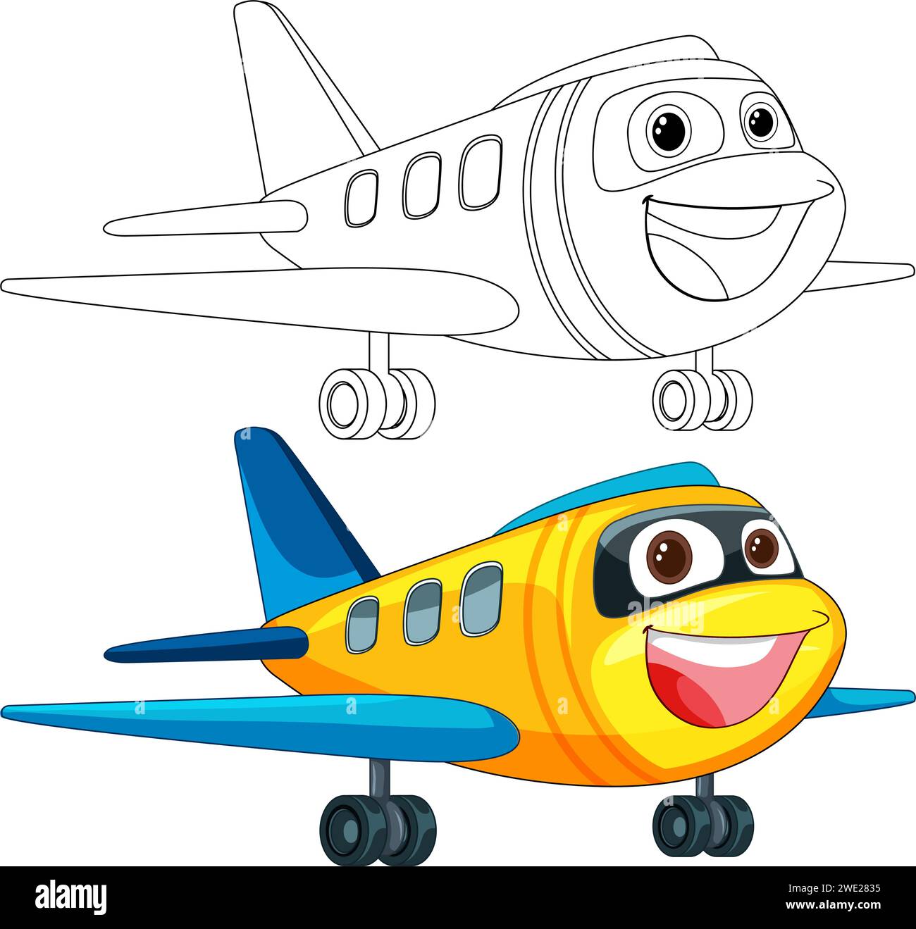 Colorful and cheerful cartoon airplanes with faces Stock Vector Image ...