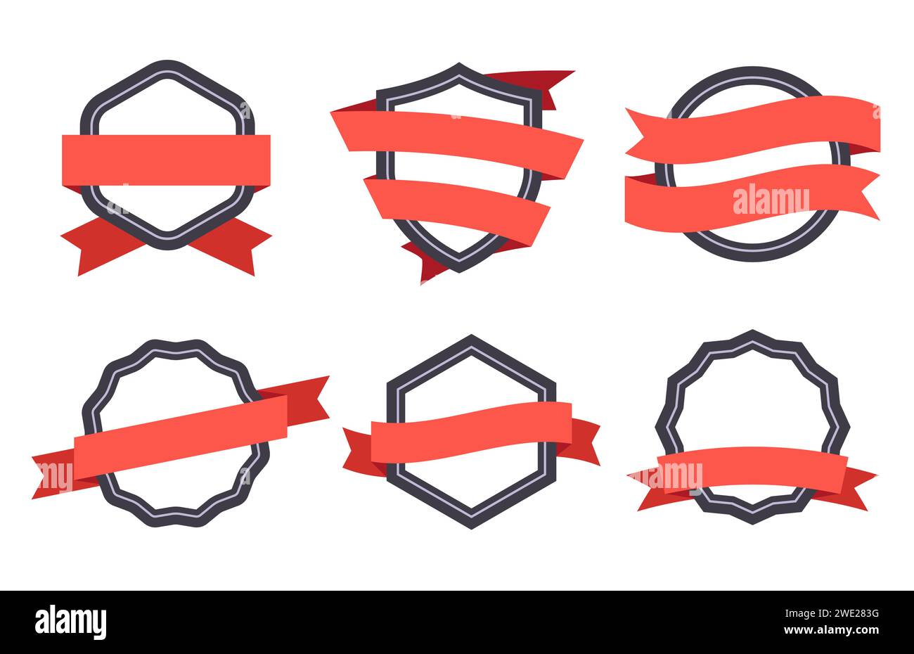 Flat ribbon banner badge. Premium quality certificate or reward. Frames ...