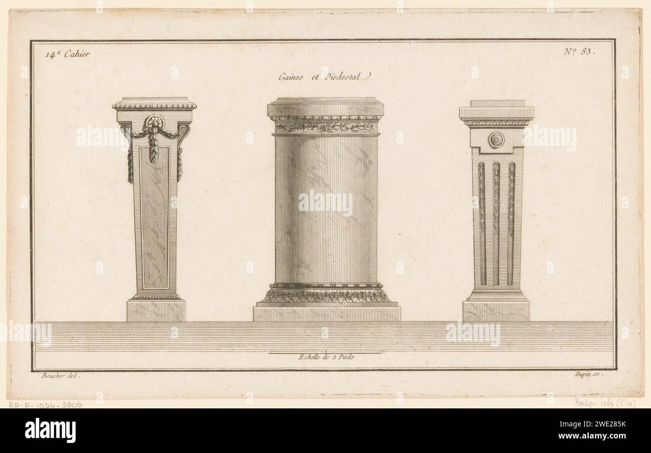 Two pedestals and a column, Nicolas Dupin, after Juste Nathan François ...