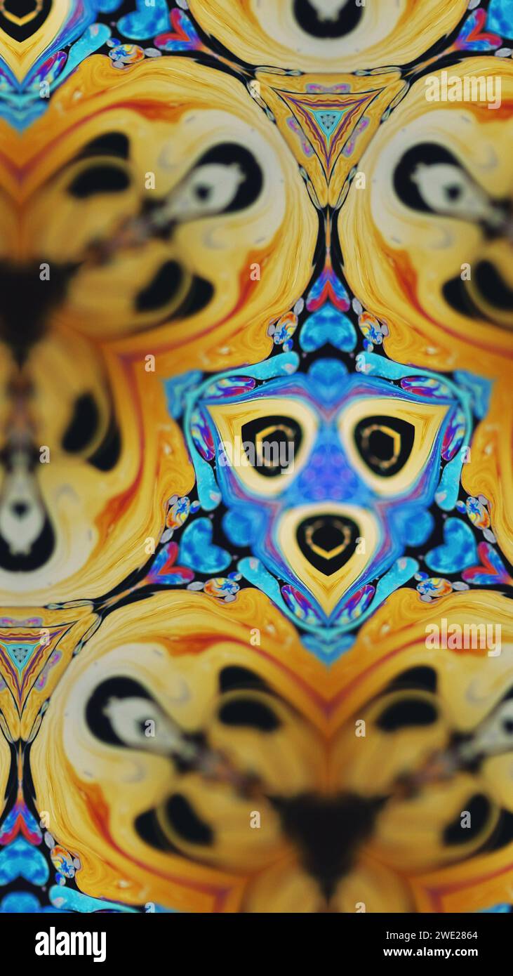 Kaleidoscope ornament paint water triangle pattern Stock Photo - Alamy