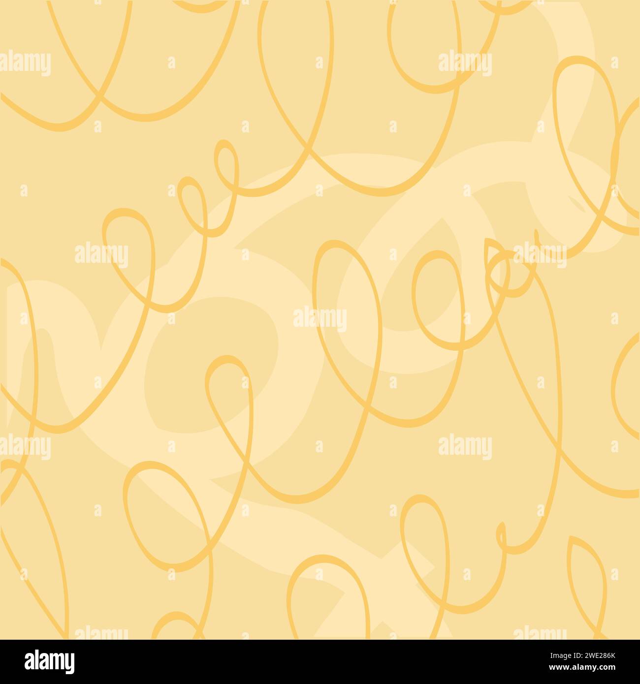 Hand drawn cute squiggle grid. doodle beige, yellow, golden wavy ...