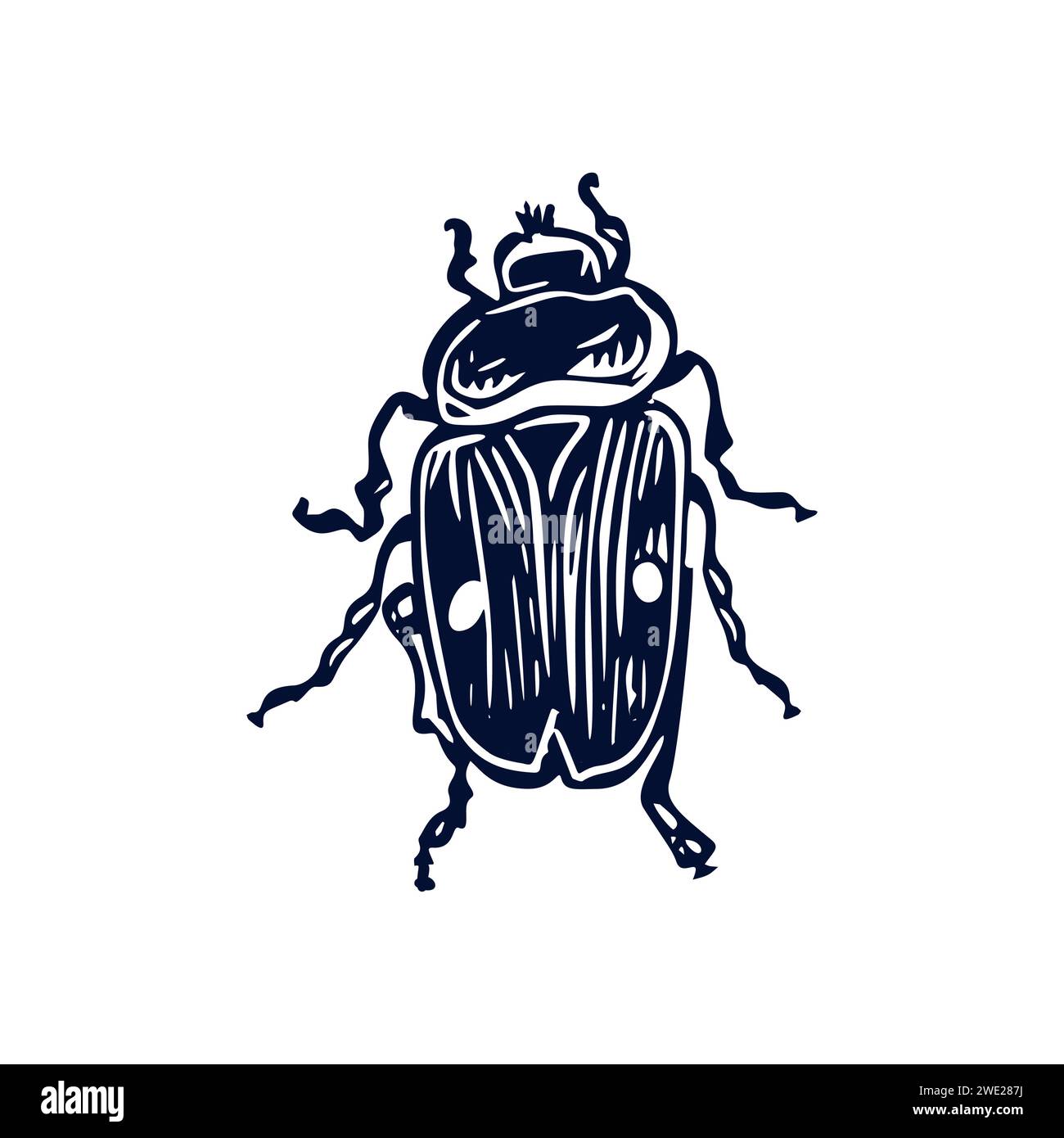 Handmade blockprint bug vector motif clipart in folkart scandi style ...