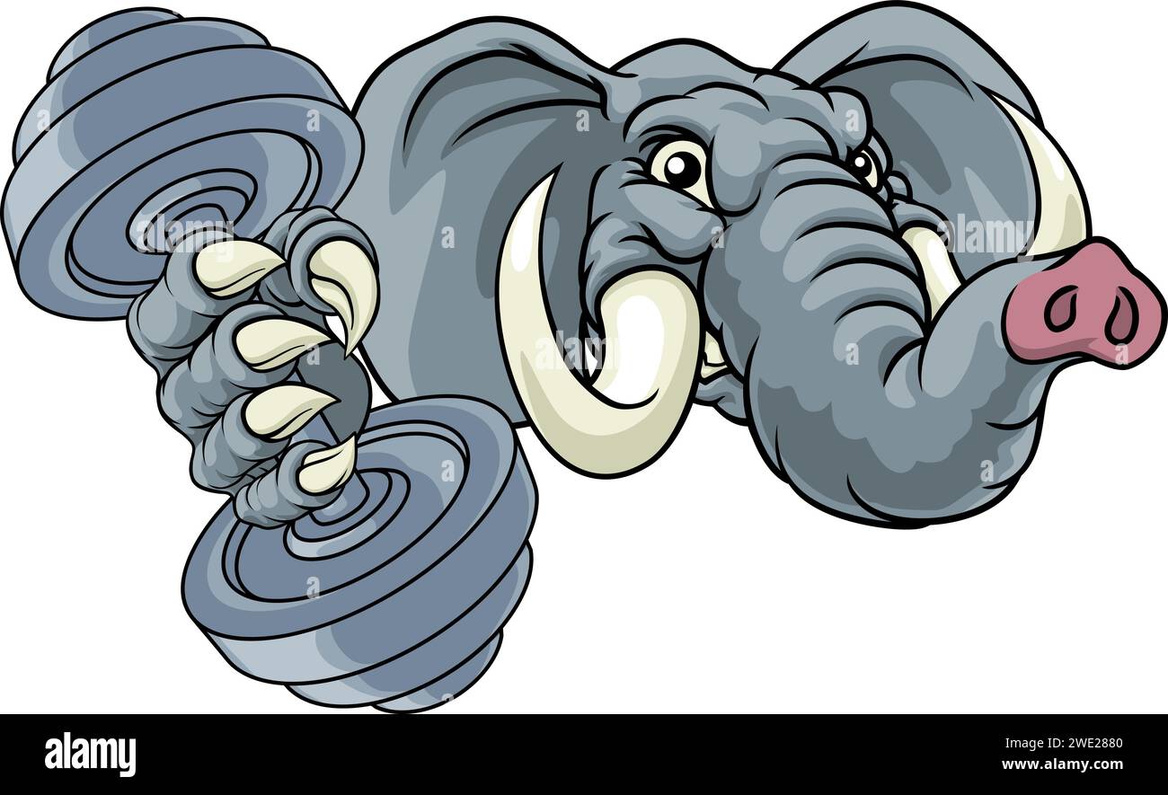 Elephant Weight Lifting Dumbbell Gym Mascot Stock Vector Image & Art ...