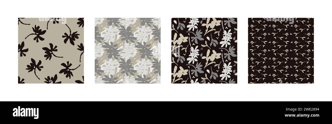 Masculine vector floral pattern with organic botanical shapes. Modern ...