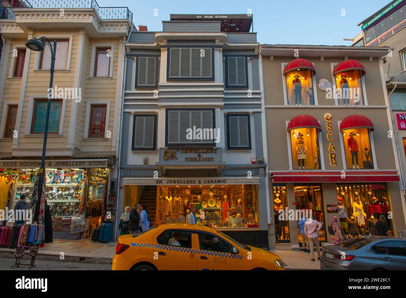 Historic commercial buildings on Mimar Mehmet Aga Caddesi Street at ...