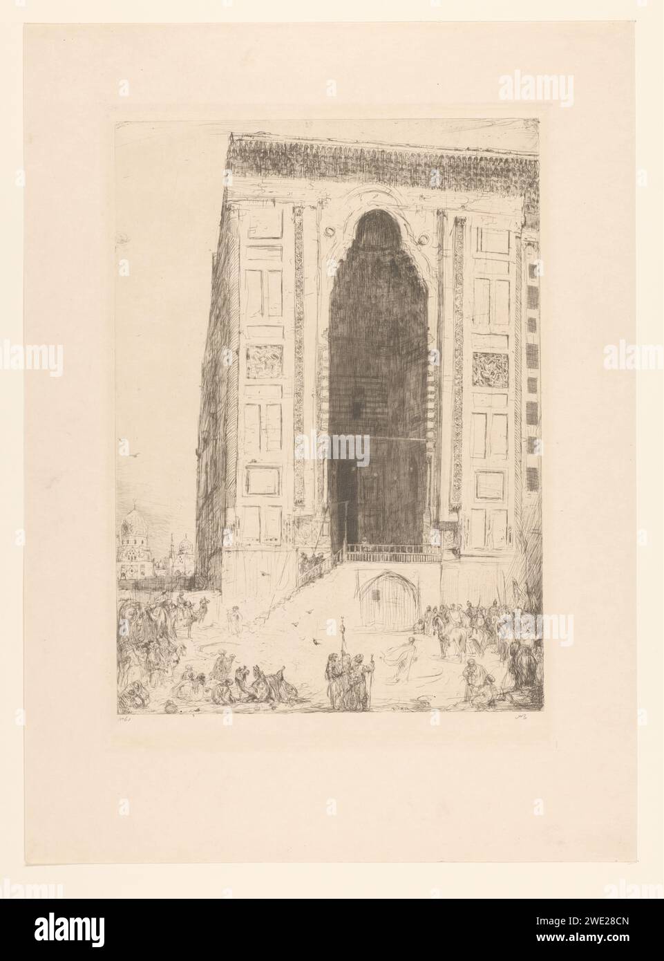 Mosque El Hassan in Cairo, Marius Bauer, 1895 print paper etching ...