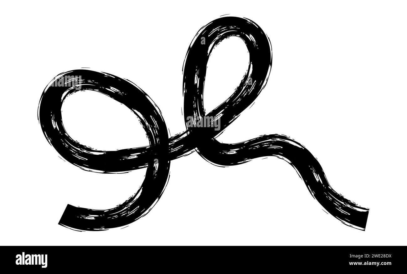 Brush drawn thick doodle squiggle. black grunge banner for your design ...