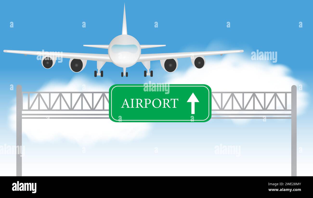 Airplane Take off Airport vector illustration Stock Vector Image & Art ...