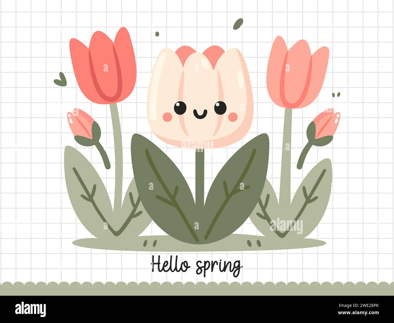 Illustration of a cartoon cute pink tulip Stock Vector Image & Art - Alamy