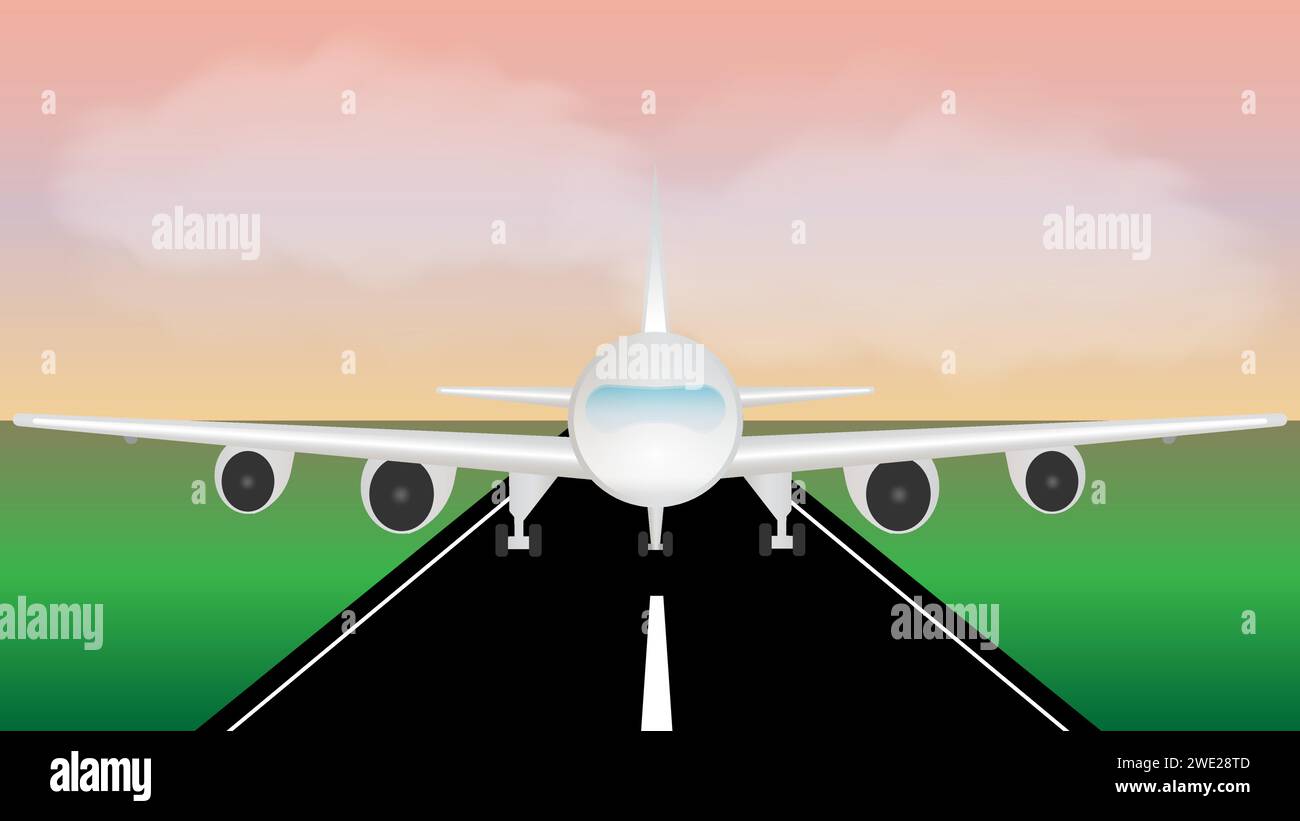 Vector illustration airplane on the Airport Runway ,Ready for Take off Stock Vector Image & Art ...