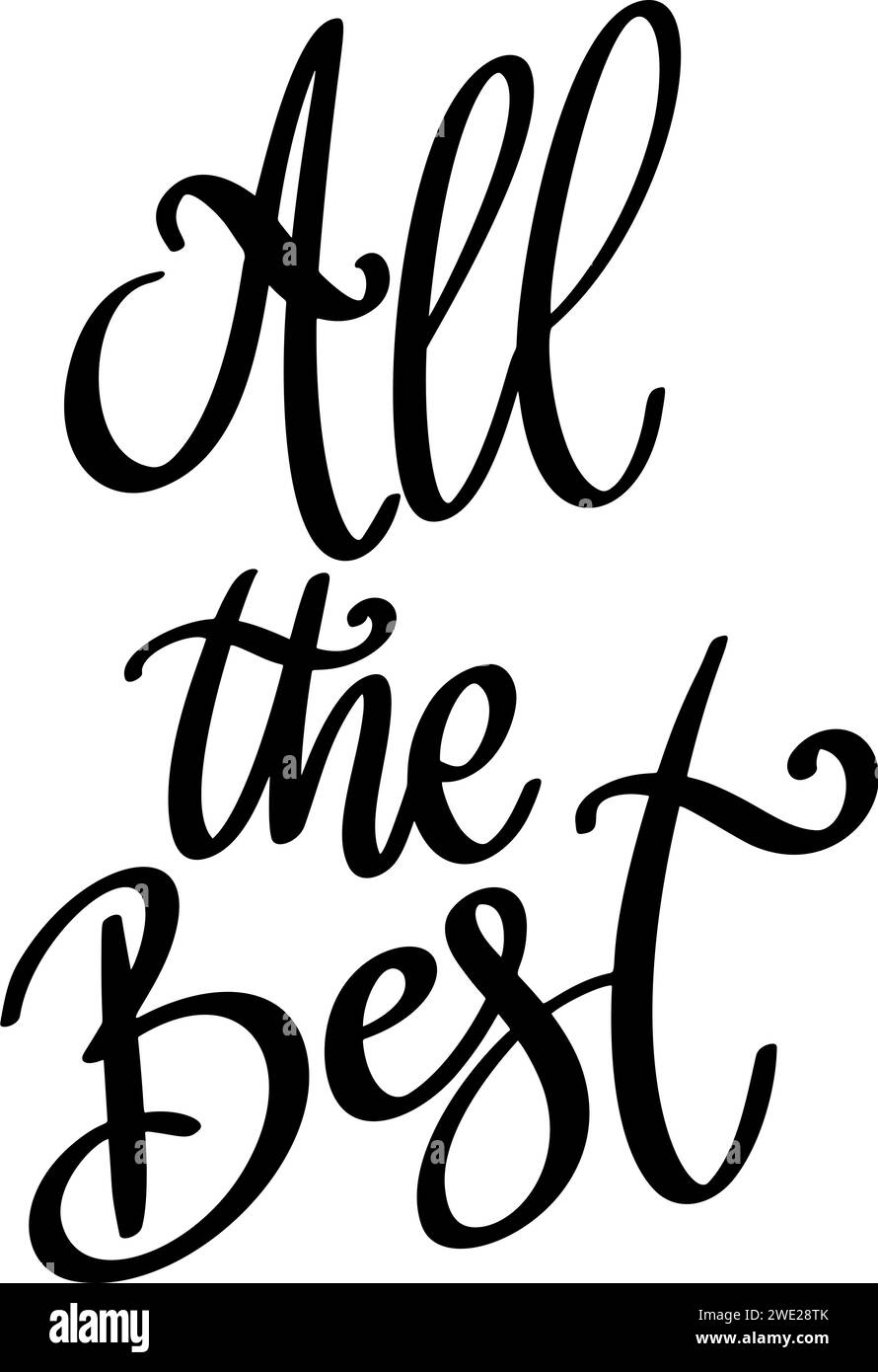 All the best, hand lettering phrase, poster design,calligraphy vector ...
