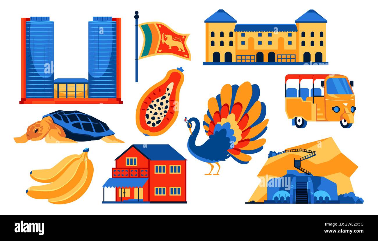 National Signs Of Sri Lanka Flat Design Style Objects Set Stock Vector Image And Art Alamy