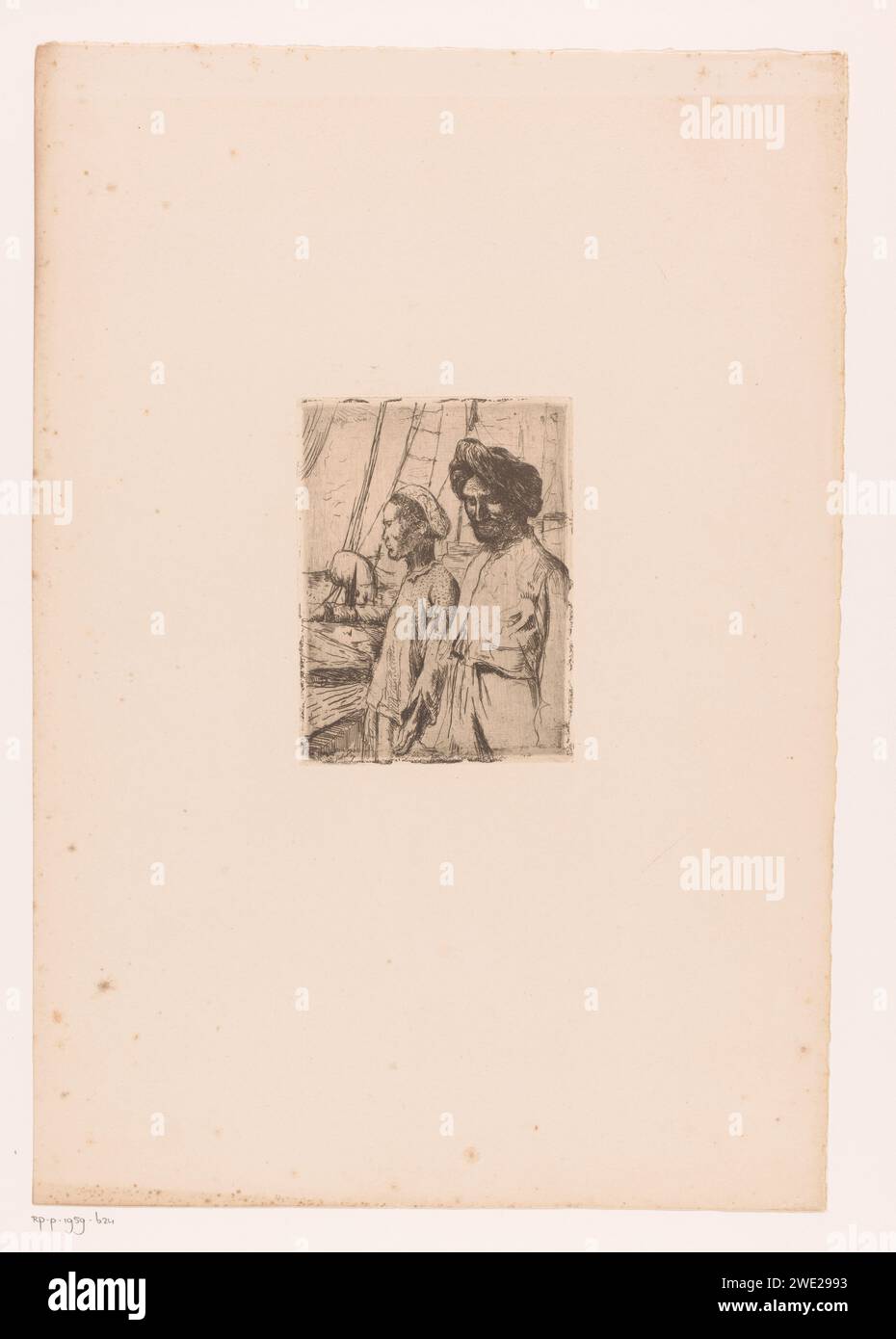 Two sailors on the deck of a ship, Victor Hageman, 1913 print paper ...