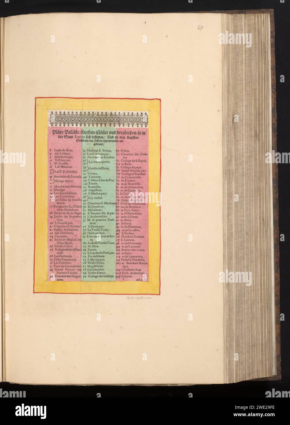 First part (of four) of the legend at a map of Rouen, Anonymous, Anna ...