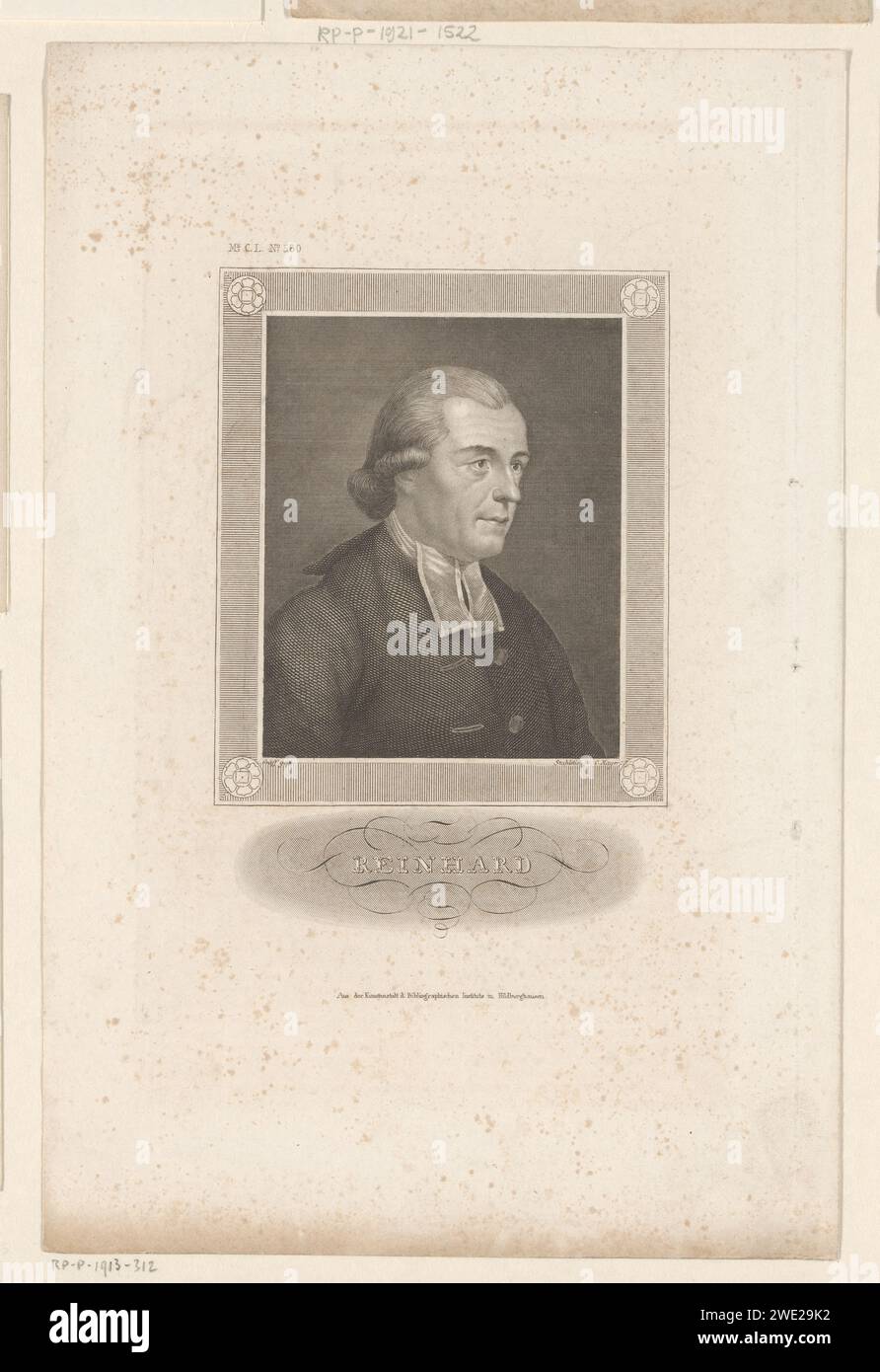 Portrait van Franz Volkmar Reinhard, Carl Mayer, after Anton Graff ...