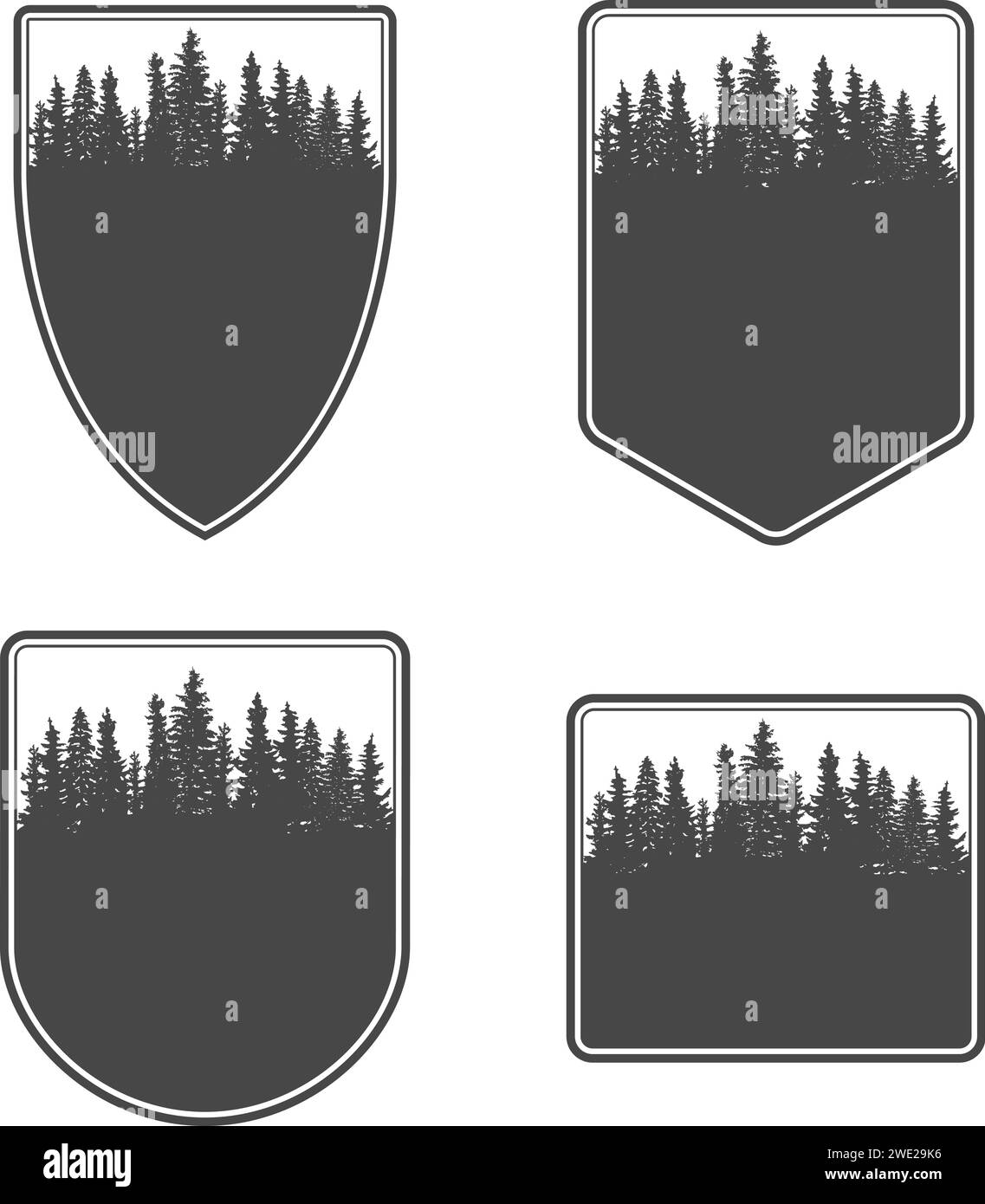 Label, badge, sign templates with forest silhouettes Stock Vector Image ...