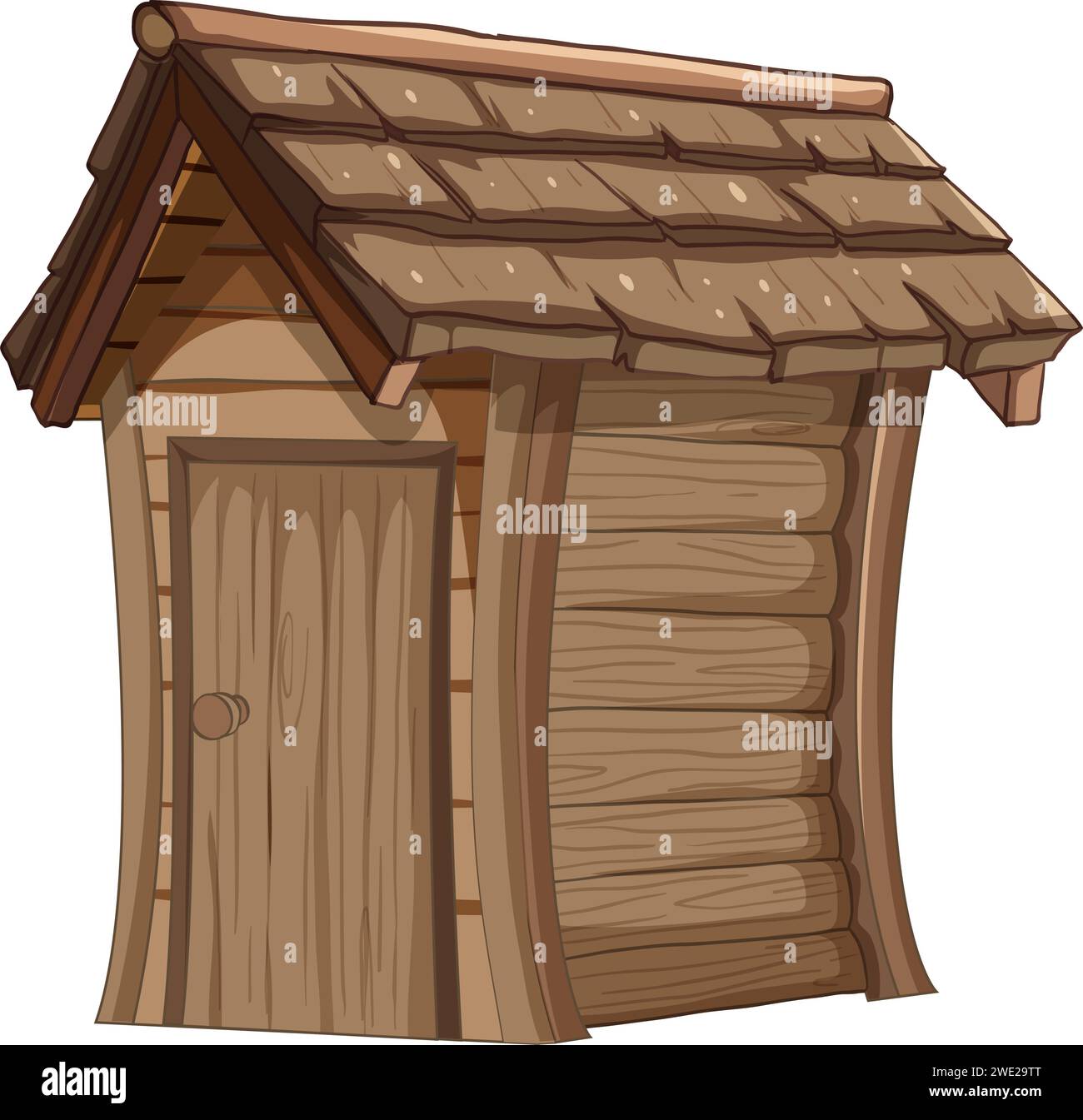 Cartoon-style illustration of a small wooden shed Stock Vector Image ...