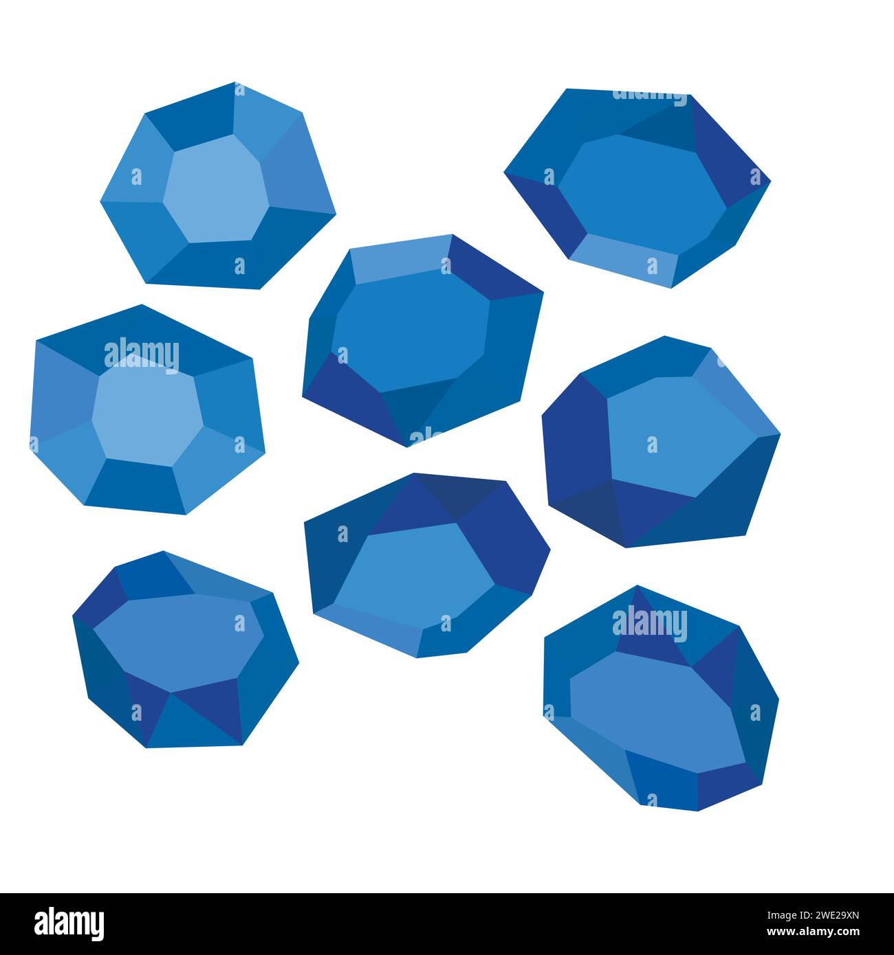 Cartoon stones. Rock stone isometric set. Blue boulders, natural ...