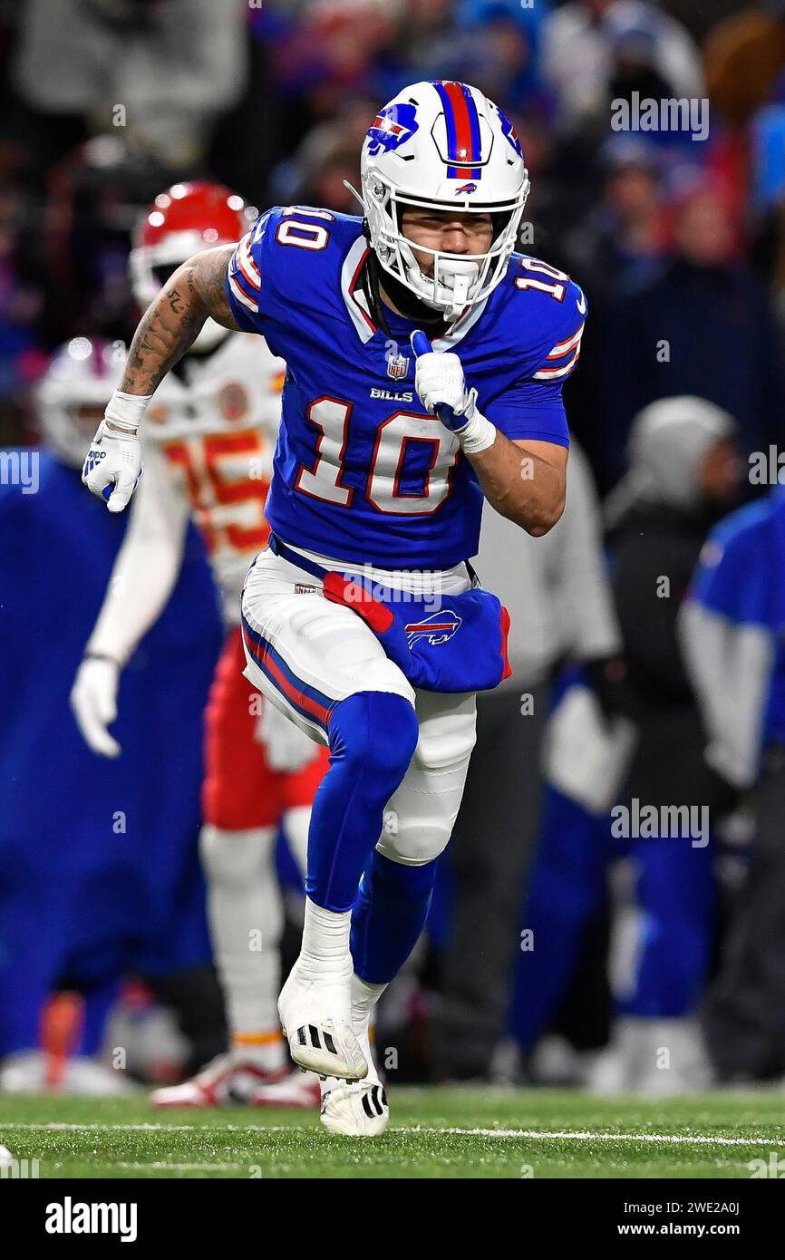 Buffalo Bills wide receiver Khalil Shakir (10) runs on the field during ...