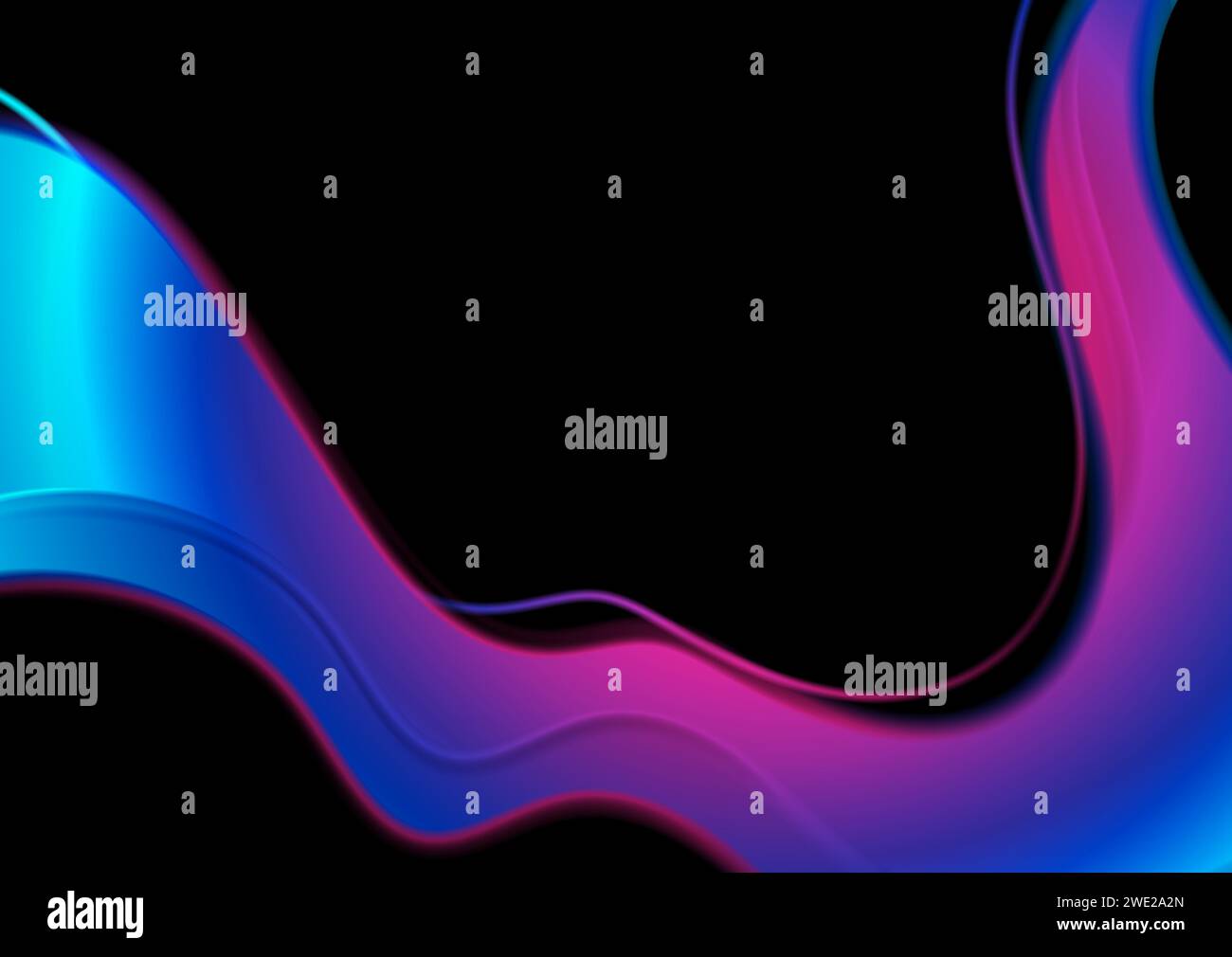 Blue violet glowing smooth blurred waves on black background. Vector ...