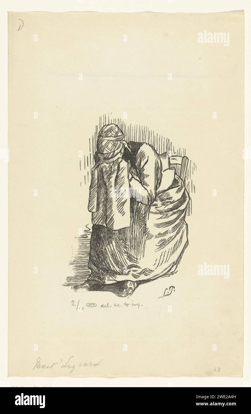 Crying Woman, Lucien Pissarro, 1886 print A woman sitting on a chair ...