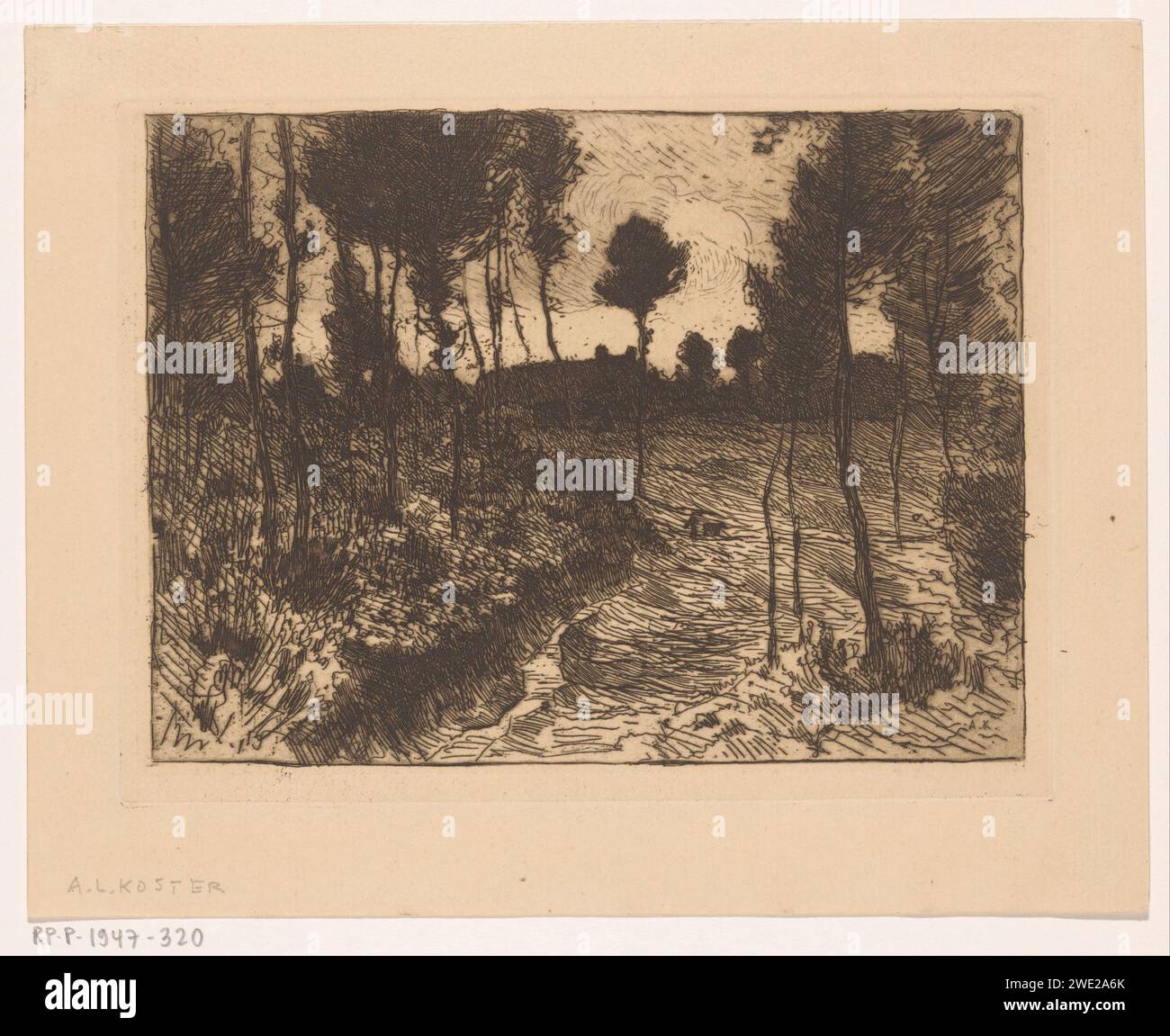 Bosweg at evening, Anton L. Koster, 1869 - 1937 print paper etching ...