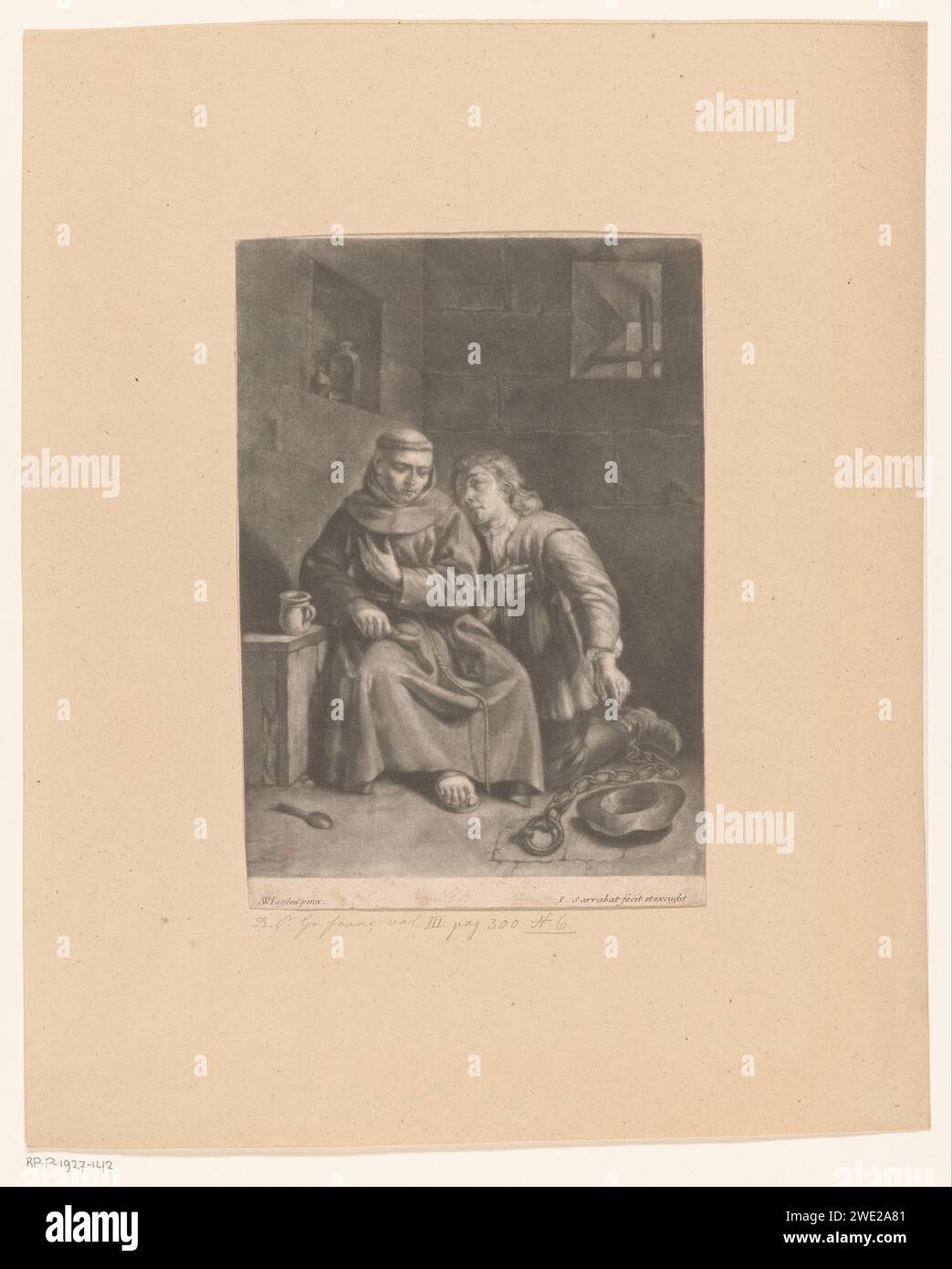 Monnik takes the confession from a prisoner, Isaac Sarrabat, after ...