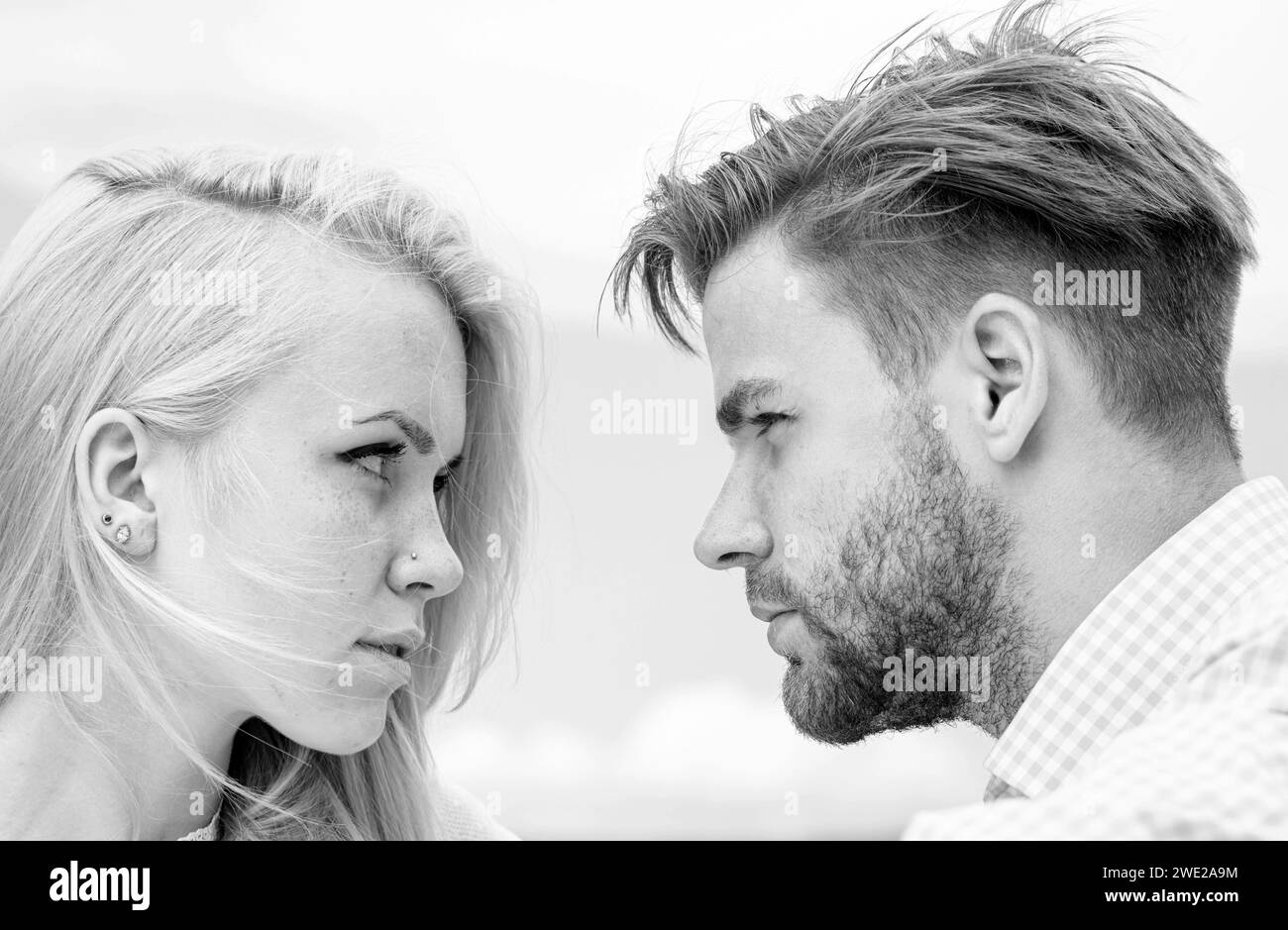 Couple in love tender passion. Close-up face each other of lovely pair ...