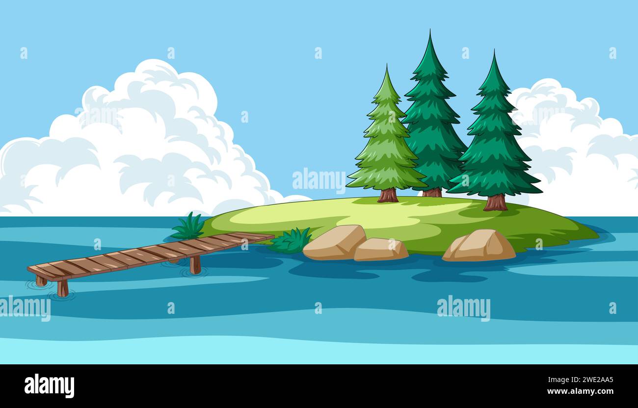 Vector illustration of a tranquil island scene Stock Vector Image & Art ...